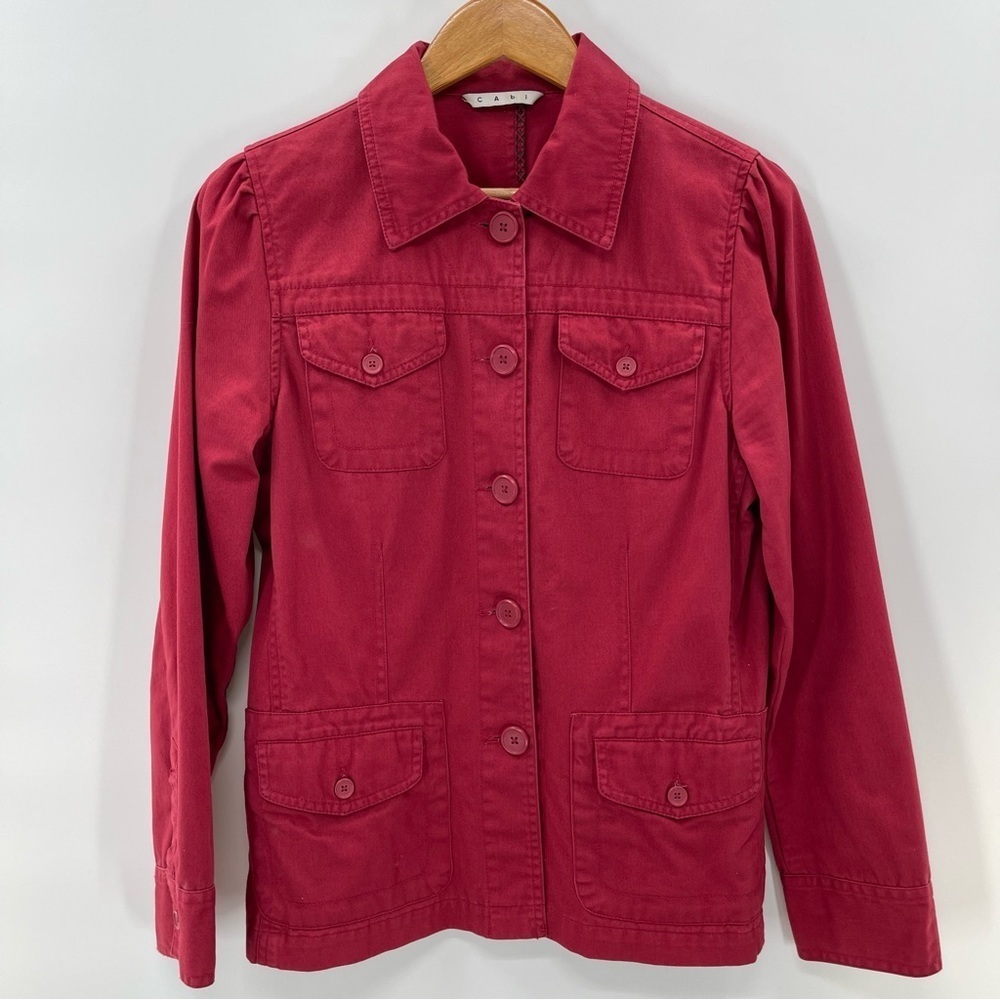 Cabi Cabana Red Blazer Button Front Jacket Style # 20… - Gem